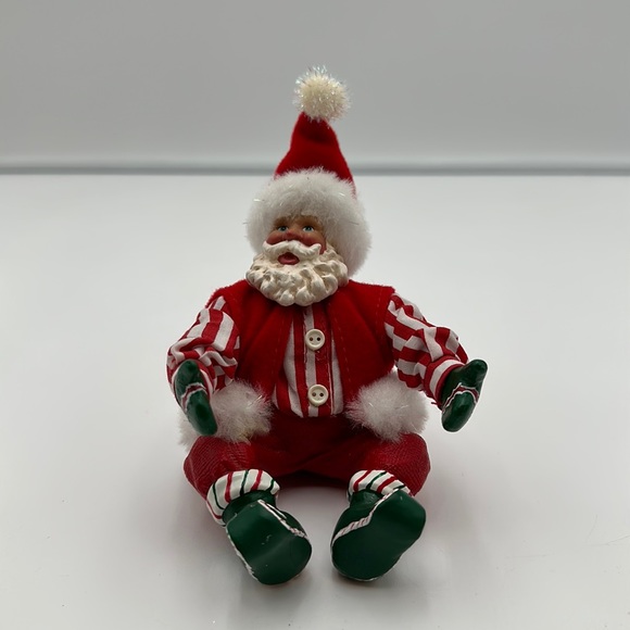 Source Unknown | Holiday | Vintage Sitting Santa Figurine Blue Eyed ...